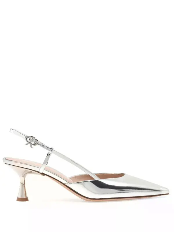 GIANVITO ROSSI Ascent 55mm Leather Slingback Pumps - Silver