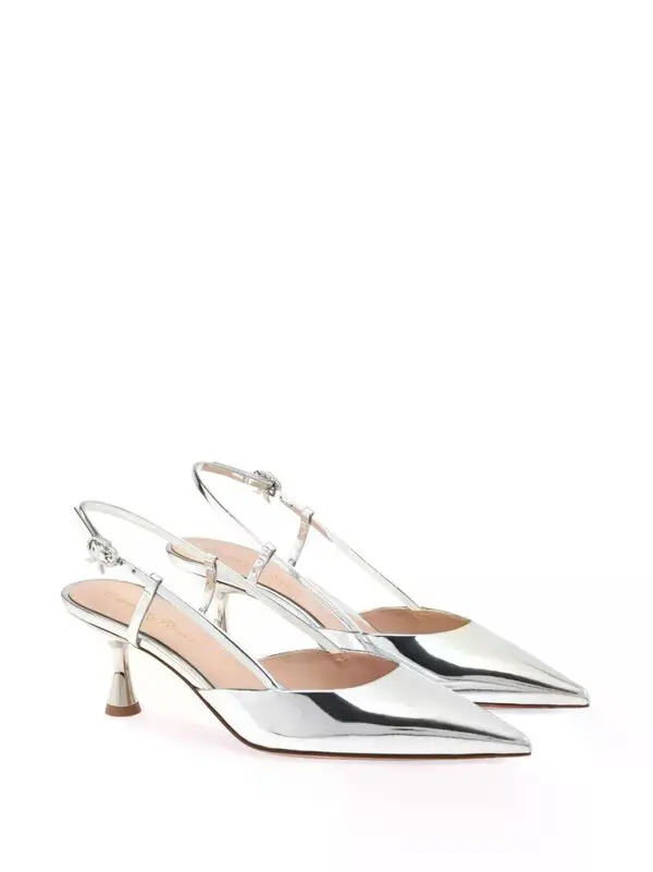 GIANVITO ROSSI Ascent 55mm Leather Slingback Pumps - Silver