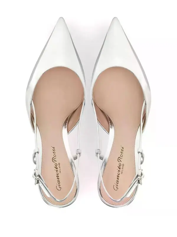 GIANVITO ROSSI Ascent 55mm Leather Slingback Pumps - Silver