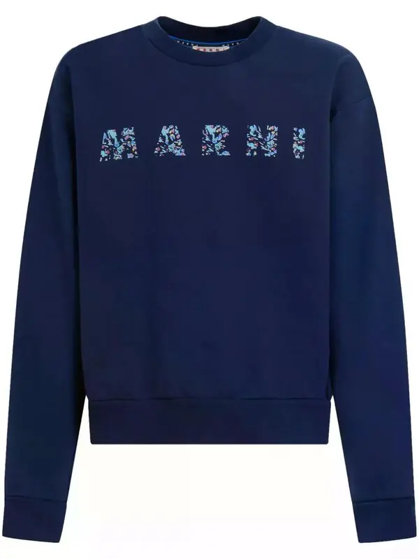 Marni Logo-print Cotton Sweatshirt - Blue