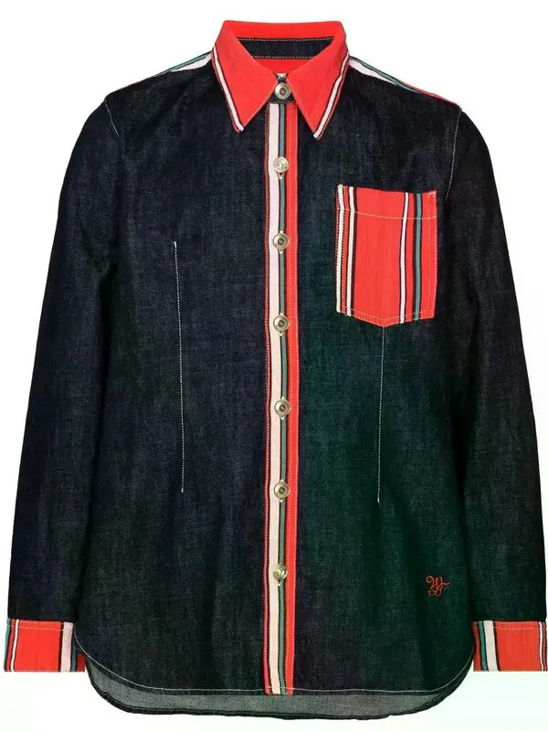 WALES BONNER Cotonou Patch Pocket Denim Shirt