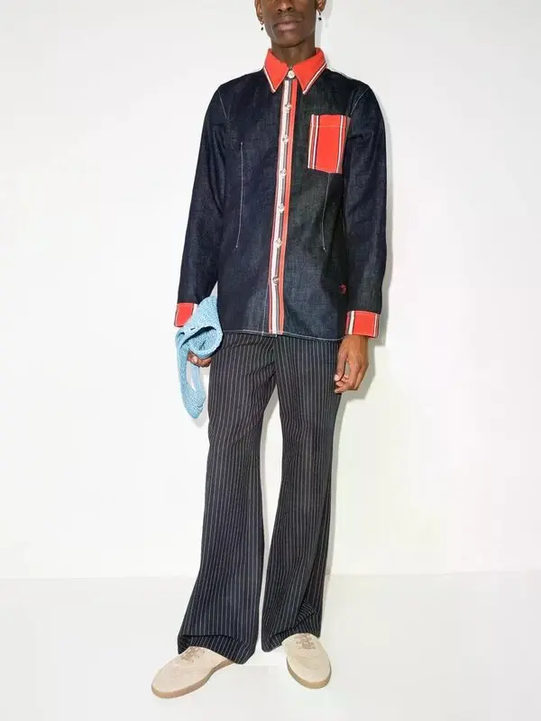 WALES BONNER Cotonou Patch Pocket Denim Shirt