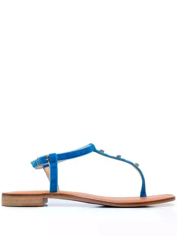 MADISON MAISON Embellished Leather Thong Sandals
