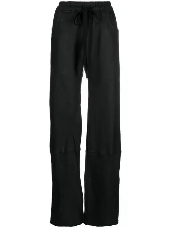 ISAAC SELLAM EXPERIENCE Drawstring Leather Trousers - Black