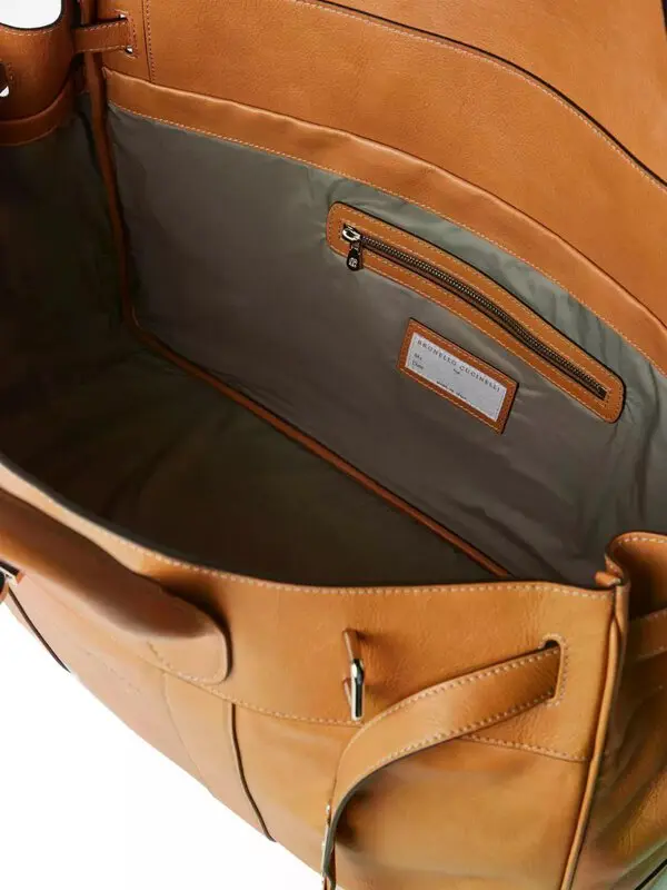 Brunello Cucinelli Leather Holdall With Logo Stamp