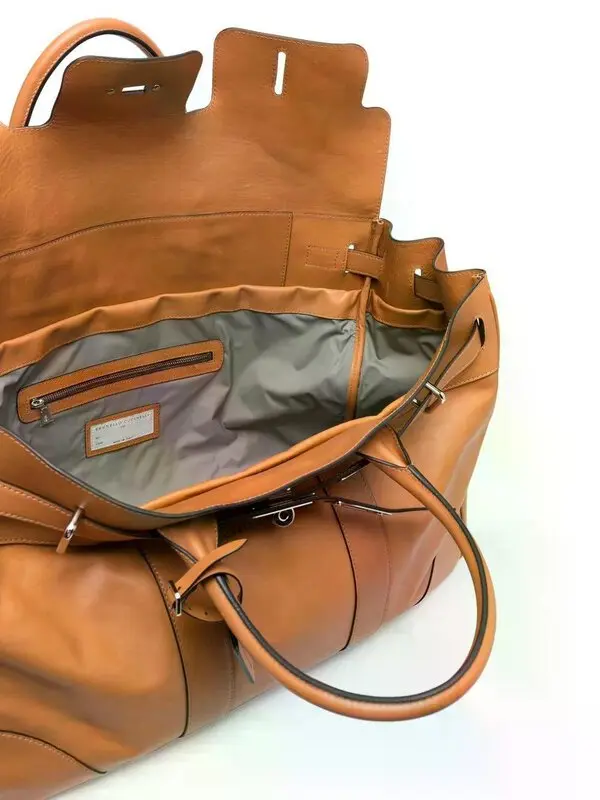 Brunello Cucinelli Leather Holdall With Logo Stamp