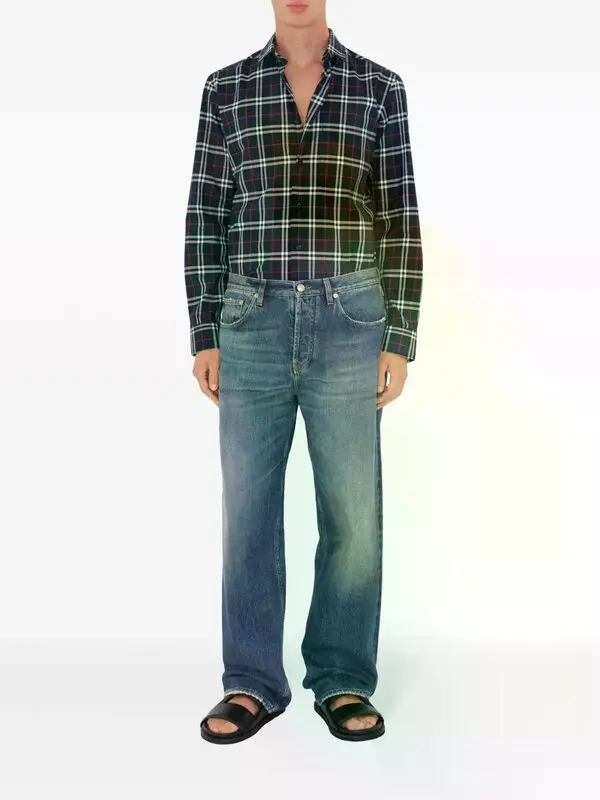 Burberry Simpson Checked Cotton Shirt - Black