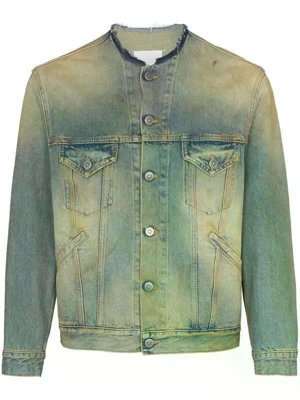 MAISON MARGIELA Raw-cut Collar Denim Jacket - Neutrals