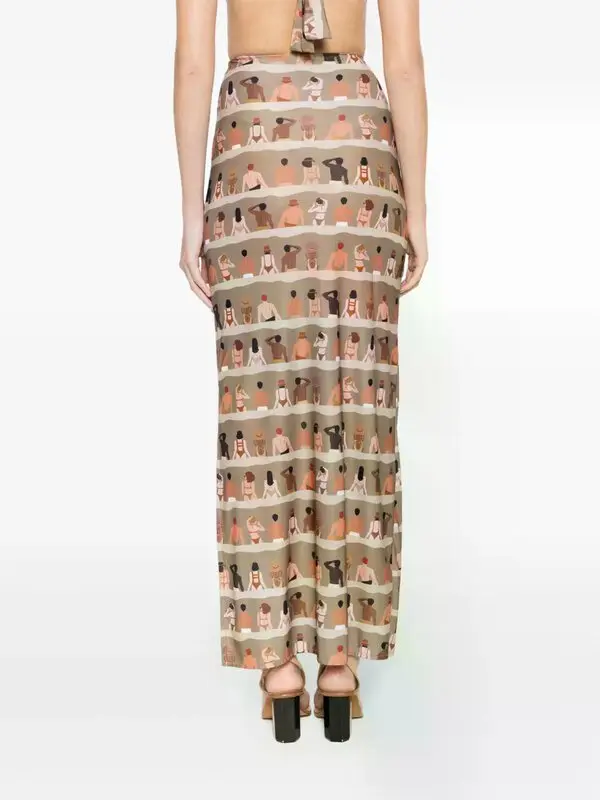 AMIR SLAMA Swimmer-print Cut-out Maxi Skirt
