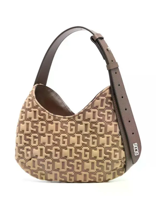 Gcds Monogram-embossed Shoulder Bag - Brown