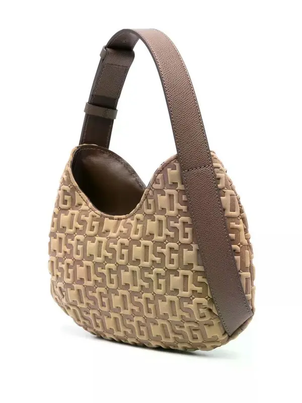 Gcds Monogram-embossed Shoulder Bag - Brown