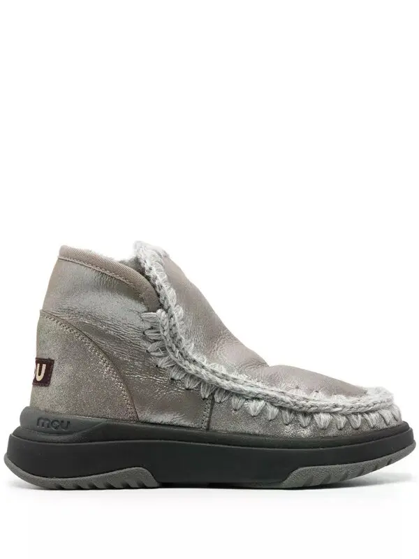 Mou Crochet Stitch-trim Shearling Sneaker Boots