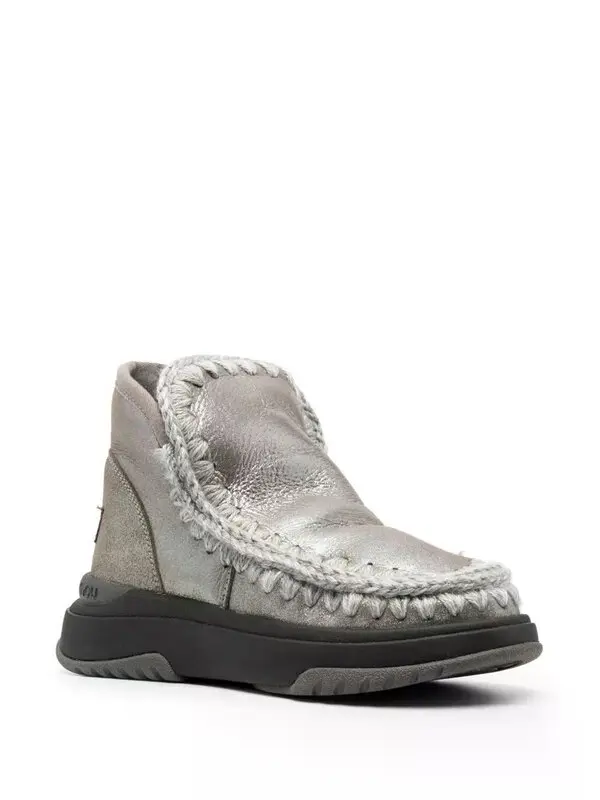 Mou Crochet Stitch-trim Shearling Sneaker Boots