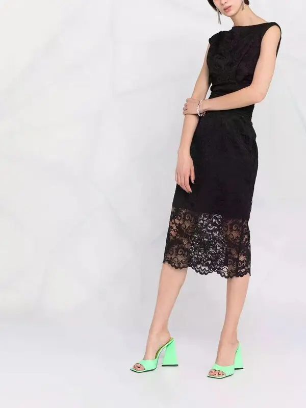 Philipp Plein Lace Midi Skirt - Black