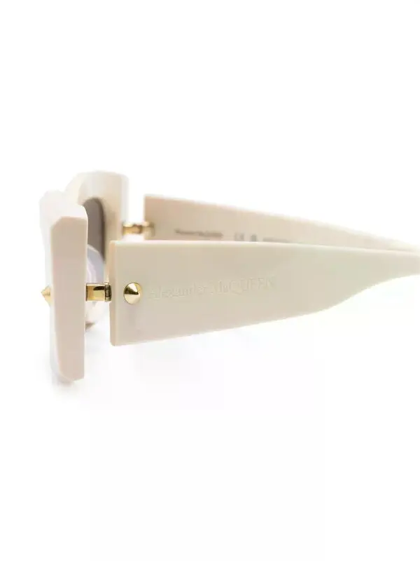 Alexander McQueen Spike Studded Rectangle-frame Glasses - Neutrals