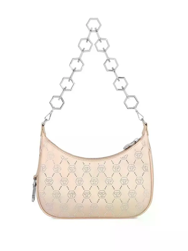 Philipp Plein Rhinestone-embellished Monogram Shoulder Bag - Neutrals