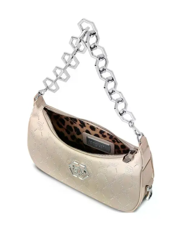 Philipp Plein Rhinestone-embellished Monogram Shoulder Bag - Neutrals