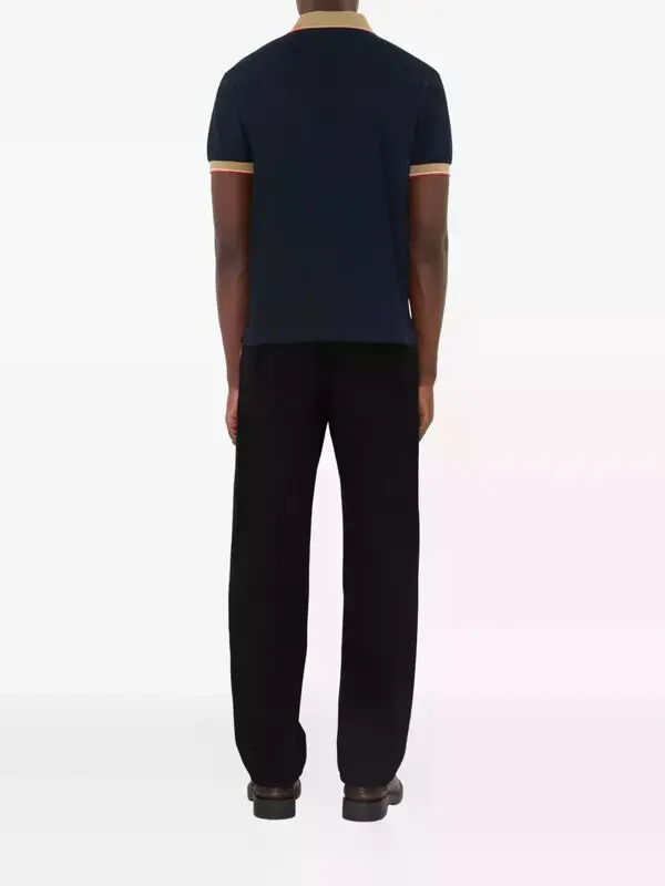 Burberry Logo Collar Cotton Polo Shirt - Blue