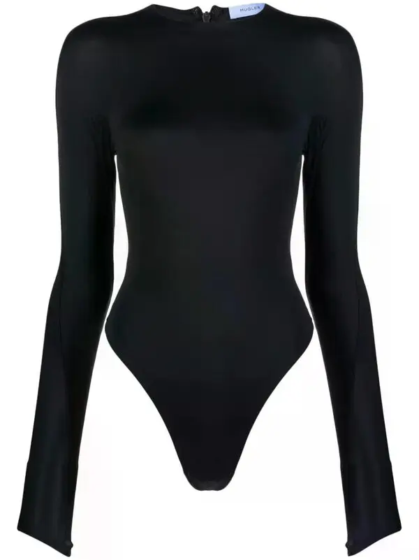 MUGLER Logo-embossed Long-sleeve Bodysuit
