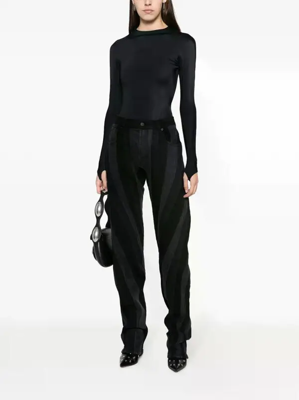 MUGLER Logo-embossed Long-sleeve Bodysuit