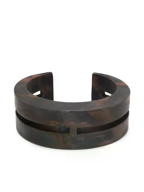PARTS OF FOUR Crescent Crevice Brass Bracelet - Grey