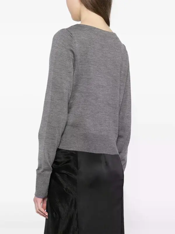 Erdem Wool Knit Top With Crystal Embellishment - Grey