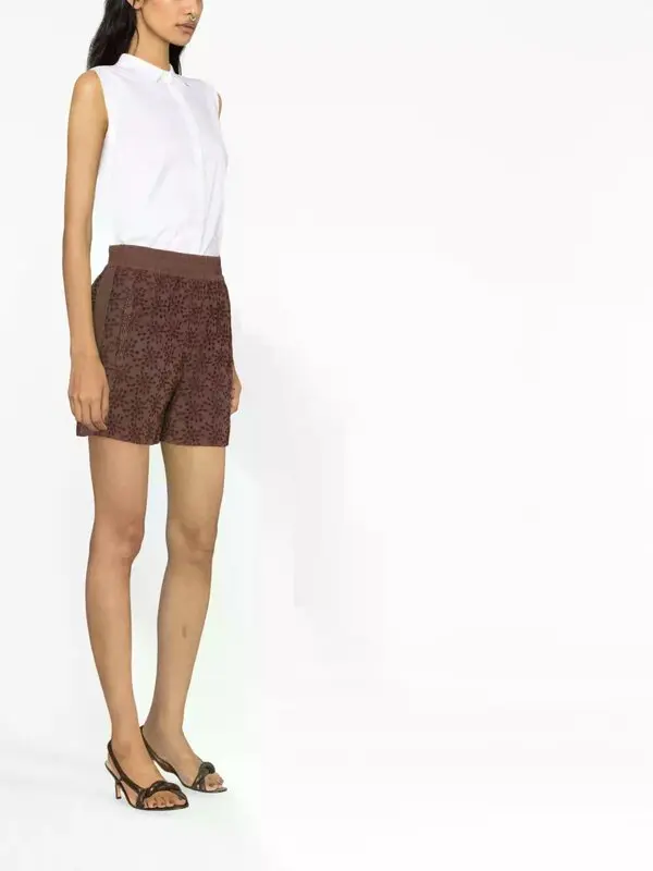 Brunello Cucinelli Floral-embroidered Cotton Shorts