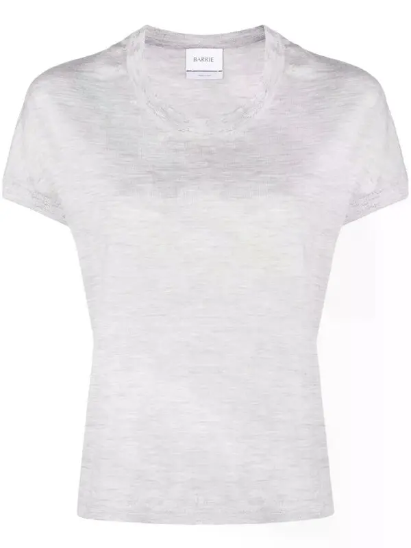 BARRIE Short-sleeve Cashmere Top - Grey