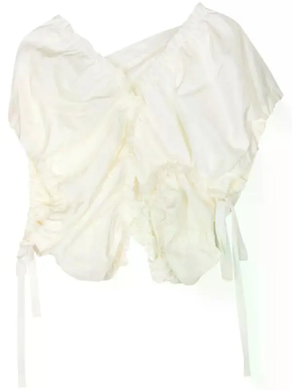 SHANSHAN RUAN Asymmetric Silk Top - Neutrals