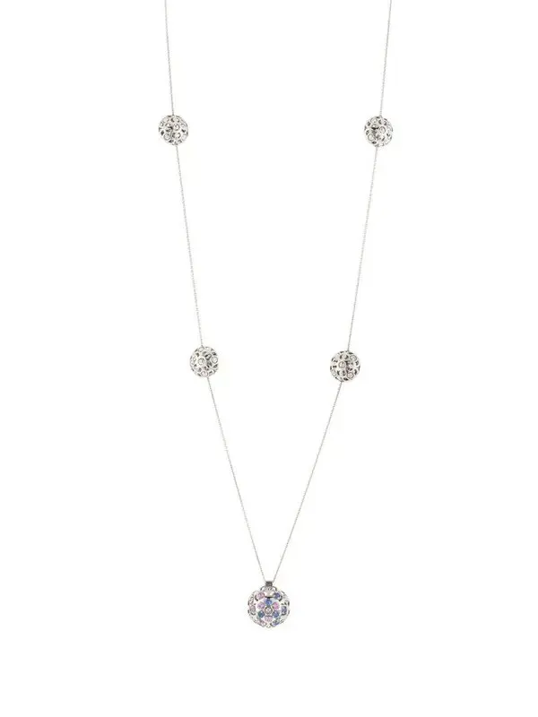 OFFICINA BERNARDI 18kt White Gold Damasco Sapphire Station Necklace - Silver