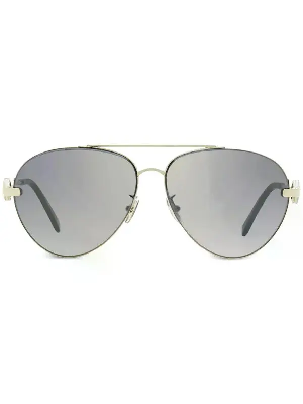 Omega Sculpted-arm Navigator-frame Sunglasses - Silver