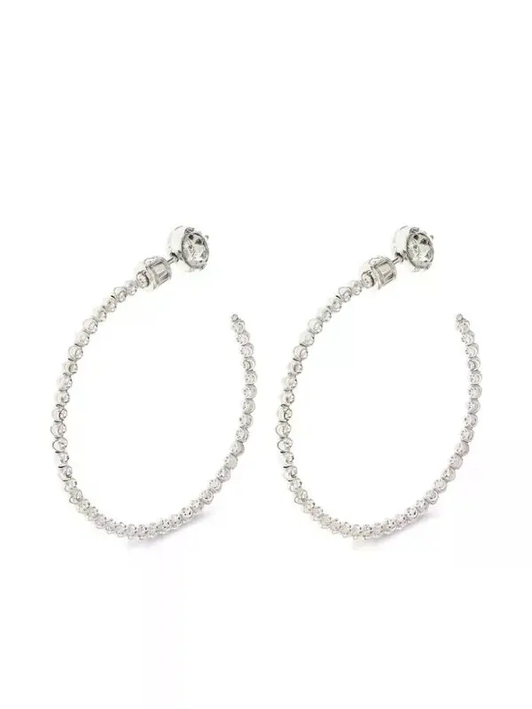 OFFICINA BERNARDI 18kt White Gold Moon Diamond Hoop Earrings - Silver