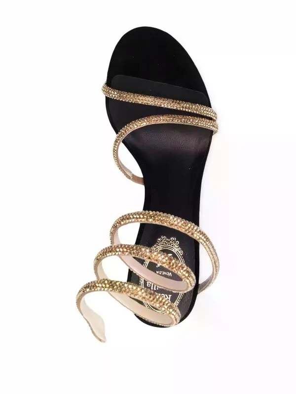 Rene Caovilla Margot 105mm Jewelled Snake Sandals - Black