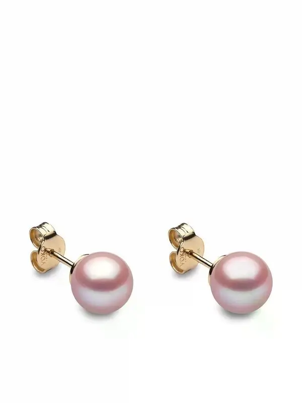 Yoko London 18kt Rose Freshwater Pearl Stud Earrings - Gold
