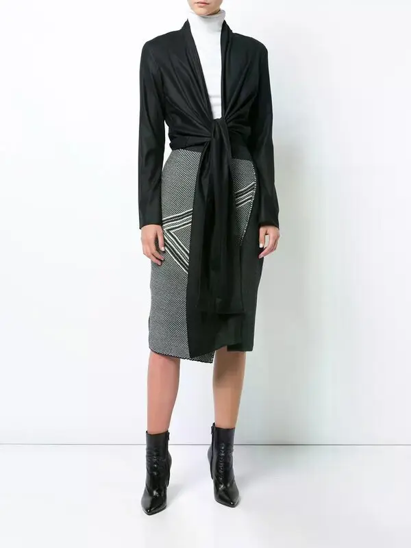 Voz Asymmetric Pattern Wool Skirt - Grey
