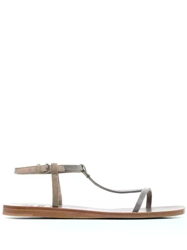 Brunello Cucinelli Embellished T-bar Sandals