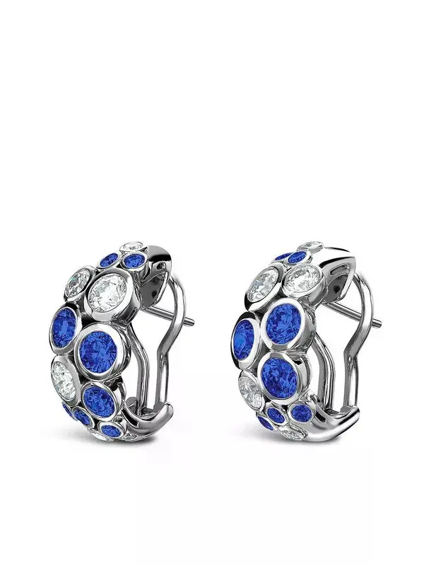 PRAGNELL 18kt White Gold Sapphire And Diamond Half-hoop Earrings - Silver