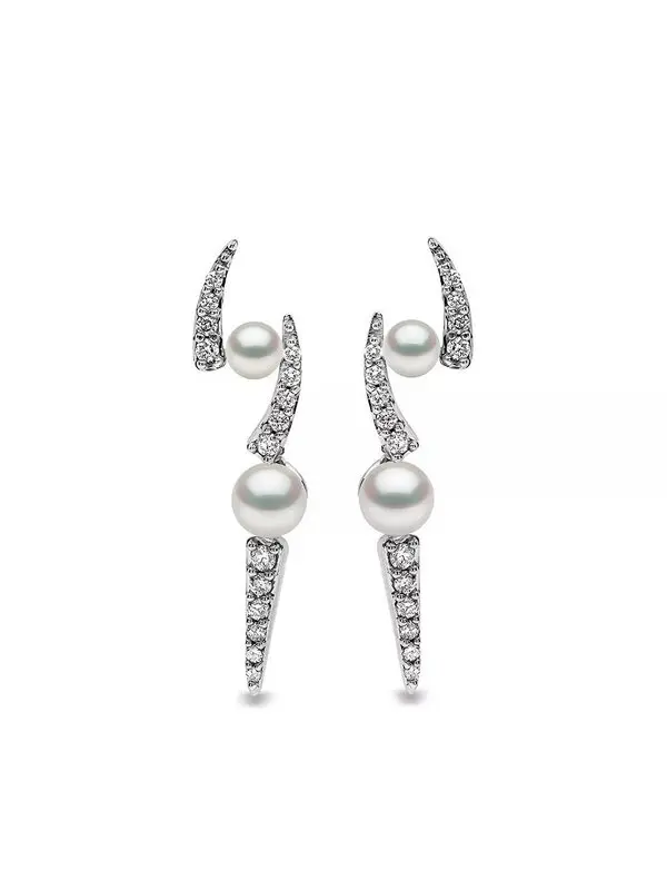 Yoko London 18kt White Gold Diamond And Akoya Pearl Stud Earrings - Silver