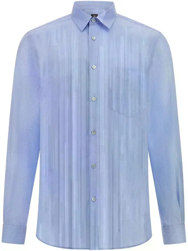 Boggi Milano Striped Poplin Shirt - Blue