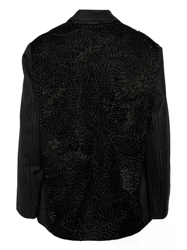 By Walid Embroidered Pinstriped Shirt Jacket