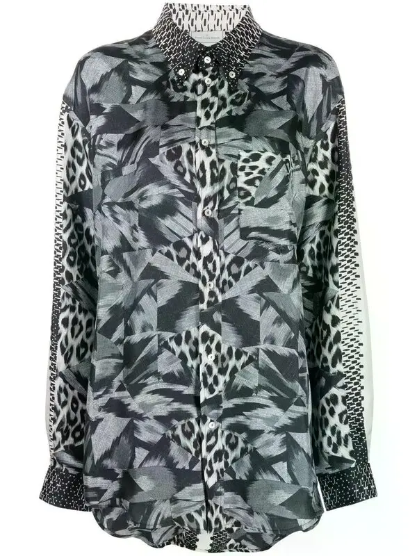 PIERRE-LOUIS MASCIA Abstract-print Silk Shirt
