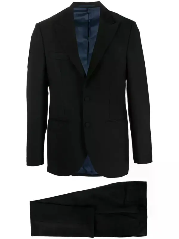 D4.0 Single-breasted Wool Suit - Black