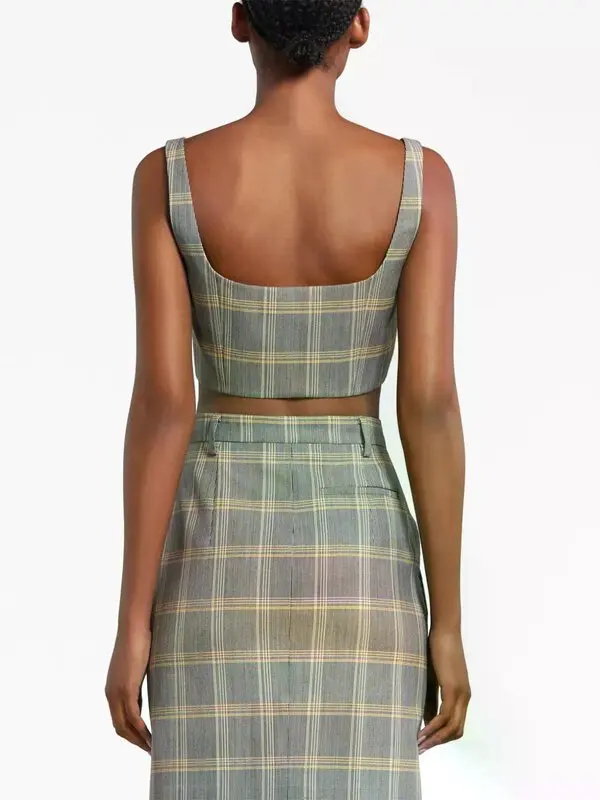 Marni Virgin Wool-blend Cropped Top With Check Pattern