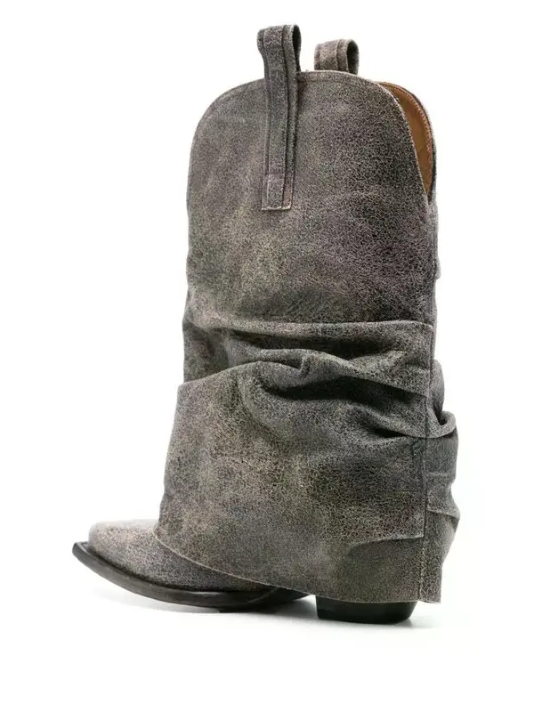 R13 Cracked-effect Leather Boots