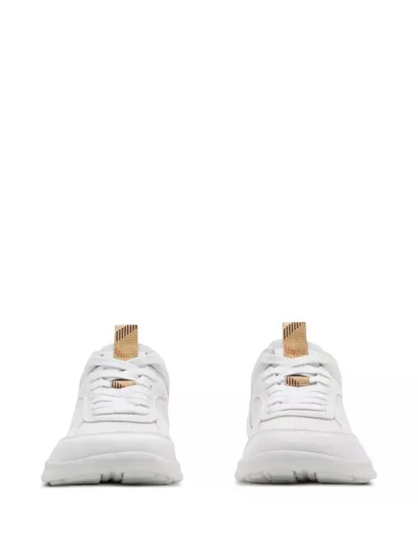 Burberry Leather Lace-up Sneakers With Equestrian Knight Design - White