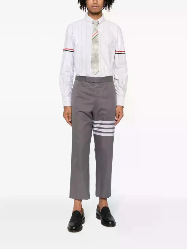 Thom Browne Rwb-stripe Cotton Shirt - Grey