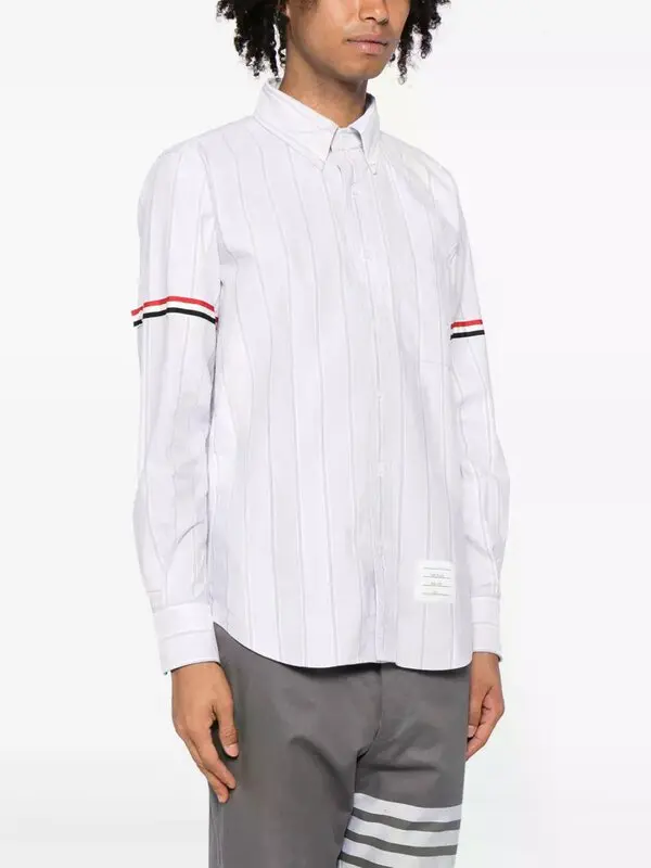 Thom Browne Rwb-stripe Cotton Shirt - Grey