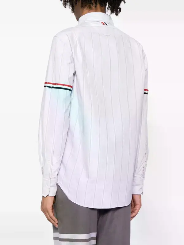Thom Browne Rwb-stripe Cotton Shirt - Grey