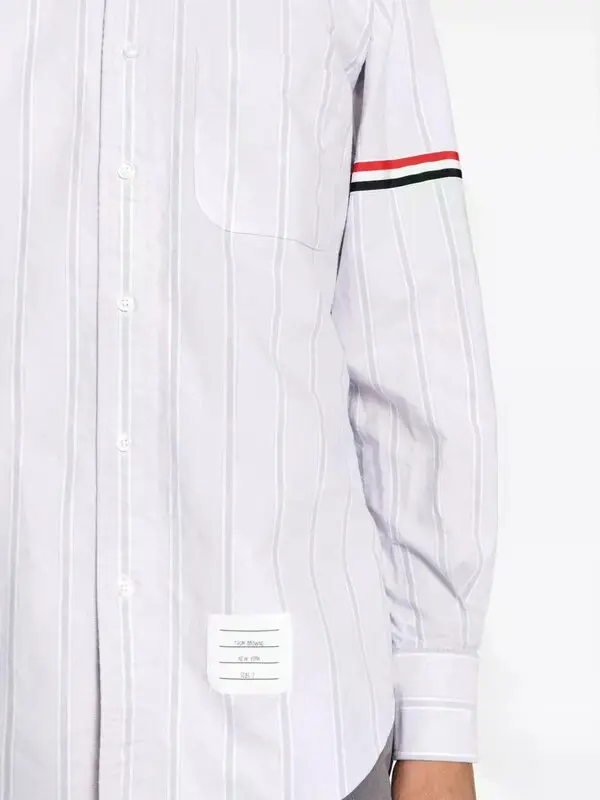 Thom Browne Rwb-stripe Cotton Shirt - Grey