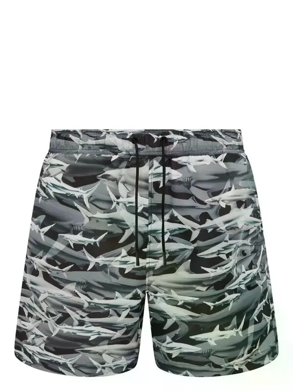 LET'S SWIM Shark Print Swim Shorts - Grey